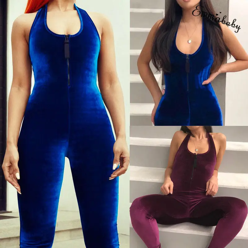 Nuevas mujeres señoras moda Casual mono sólido Bodycon ajustado sin ...