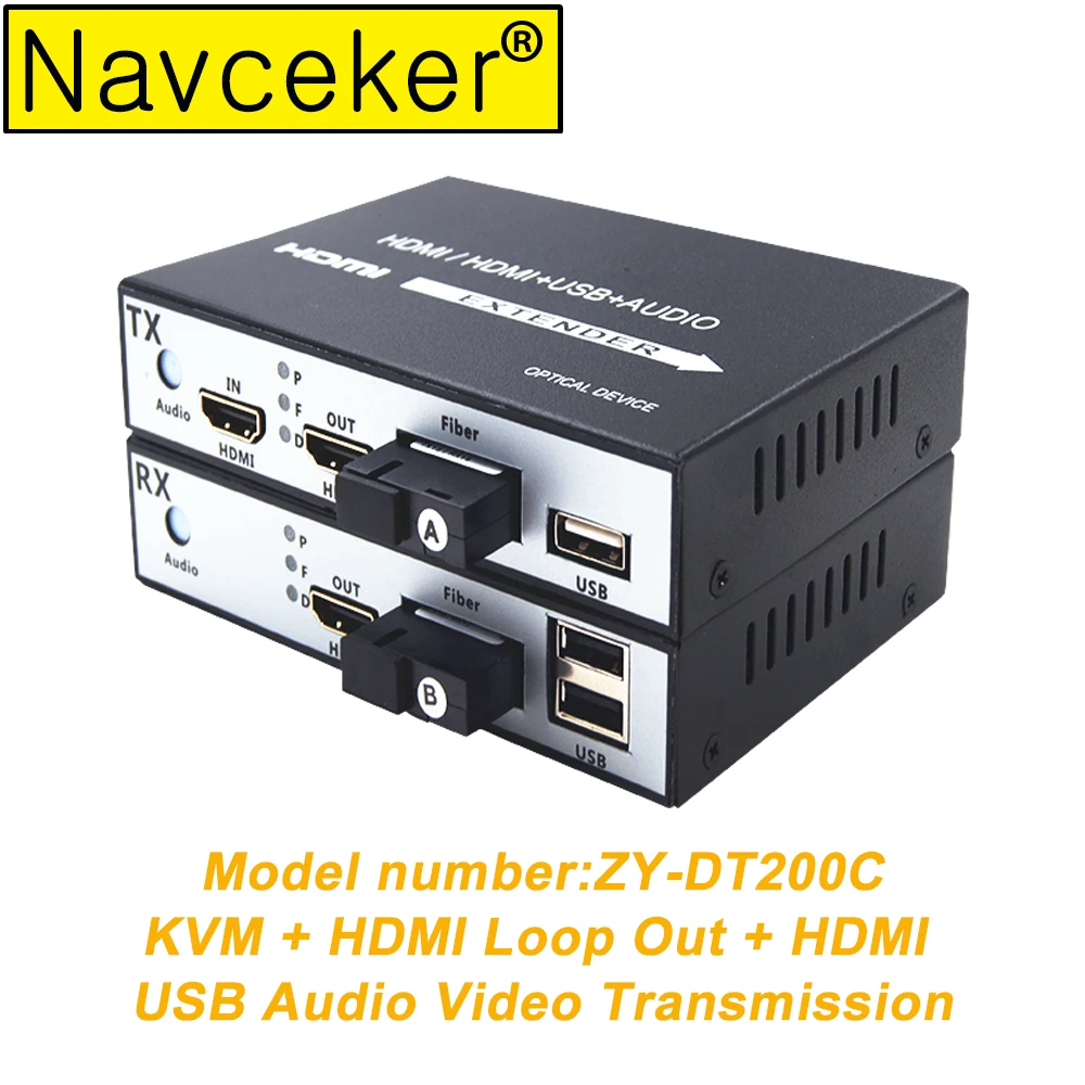 2019 HDMI Fiber Optic Converter Support USB 2.0 KVM Control 20 km HDMI ...