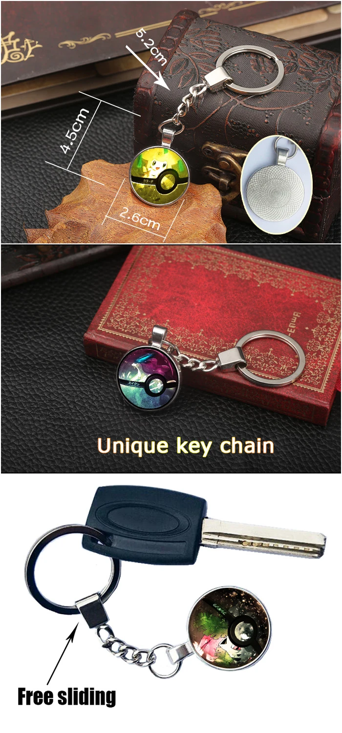 Pokemon Pikachu Pocket Monsters Anime Glass Dome Cabochon Keychain ...