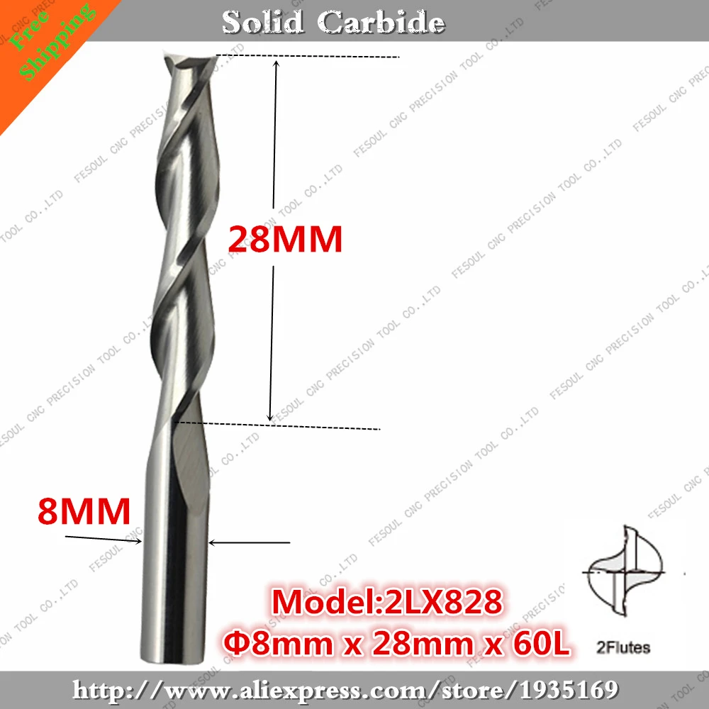 8mm*28mm,5pcs,free Shipping 2 Flutes End Mill,cnc Machine Milling ...