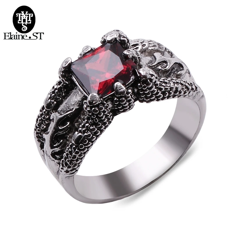 Cool Dragon Claw Ring With Red Stone Dragon Rings Hip Hop Crystal ...