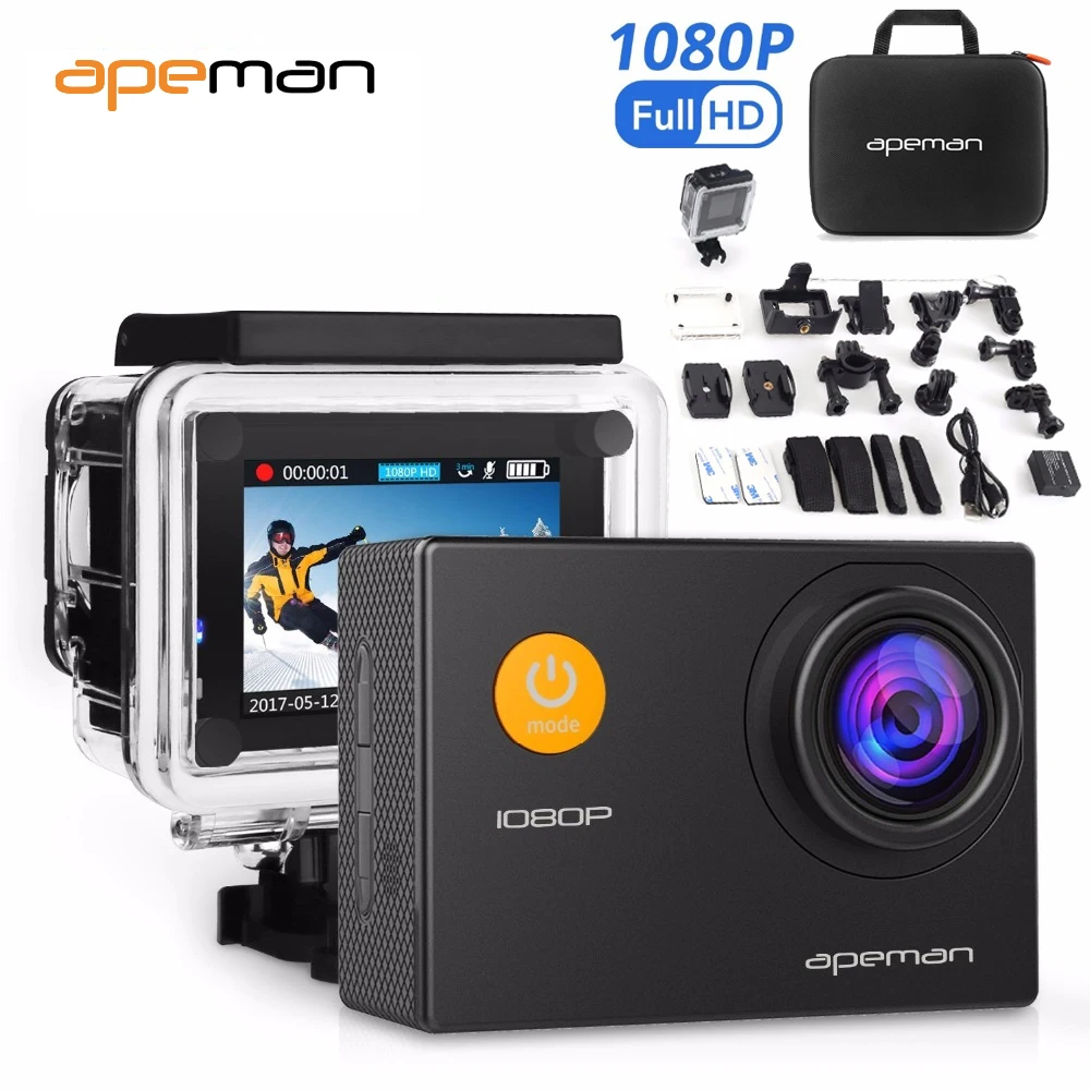 apeman 1080P/30fps Action 12MP Camera Full HD 720P Mini Sport Action ...