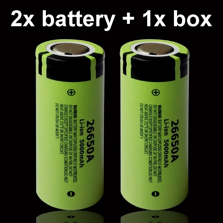 2PCS/lot New Original 26650A 26650 3.7V 5000mAh Li ion Rechargeable ...