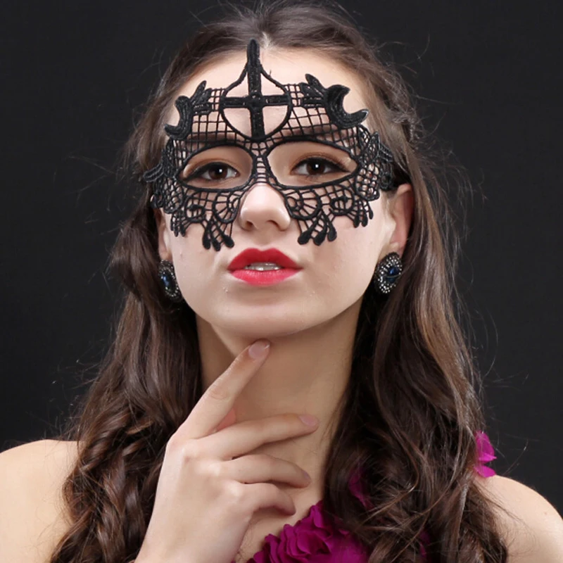 10pcs/lot Black Woman Mask Sexy Lady Lace Masks Cutout Eye Mask For ...