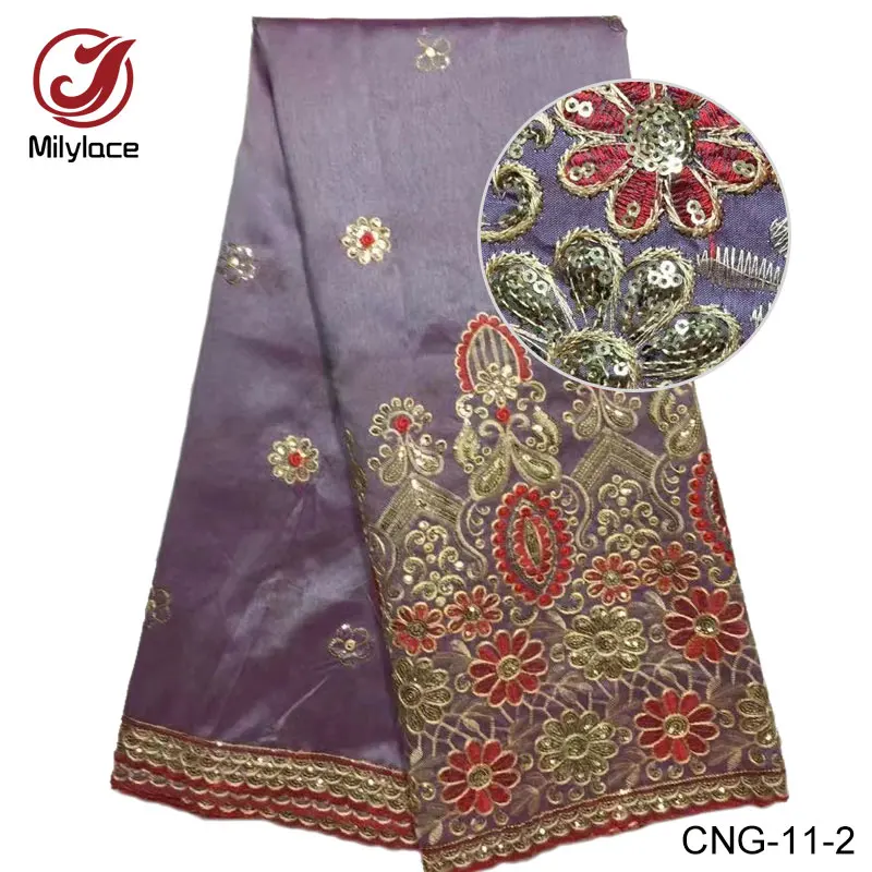 Good quality african George lace fabric with sequins embroidery silk ...