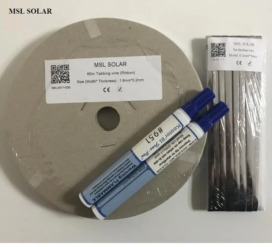 Solar cell Tabbing wire 200Feets + 15feet Solar Busbar wire +2pcs flux ...