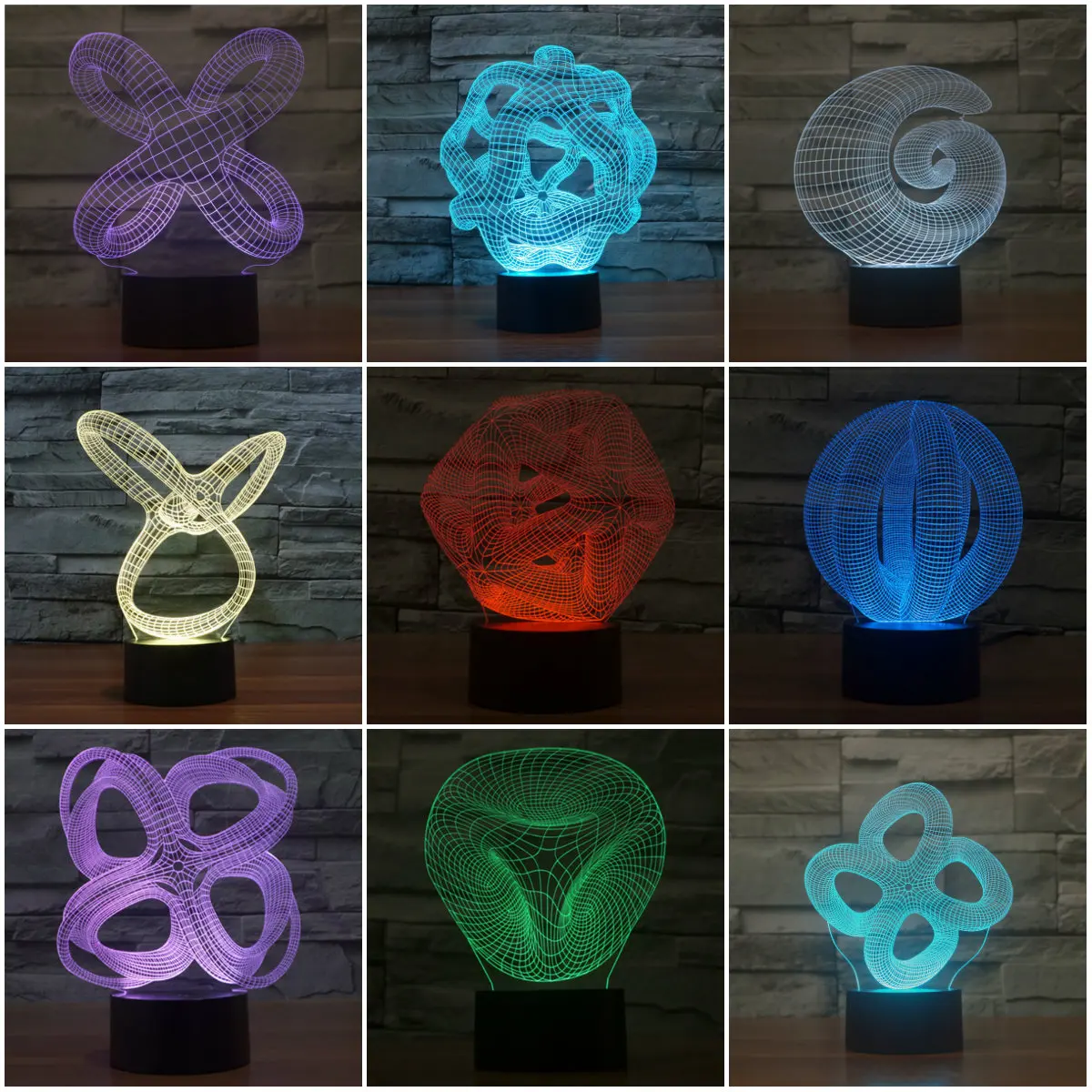 Creative Abstract 3D Illusion Lamp 3D LED Night Light Graphics Acrylic ...