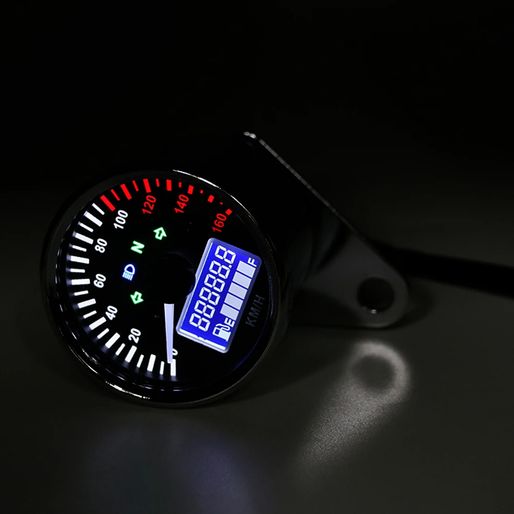 Motorcycle Retro LCD Speedometer Odometer Multifunction Fuel Gauge ...