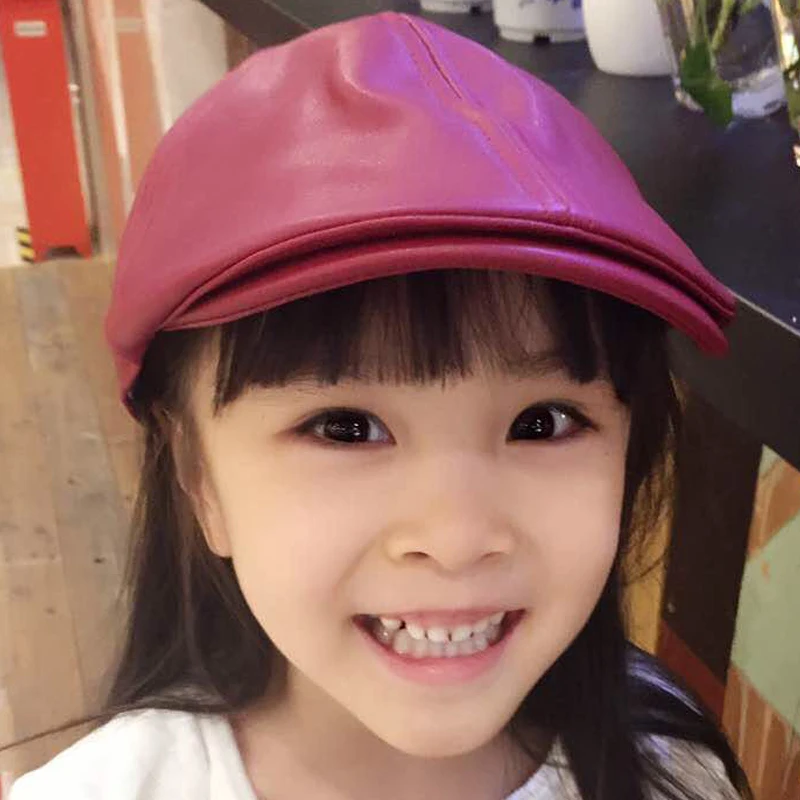 Newly Design Fashion Unisex Children PU Leather Beret Caps/Hats Boys ...