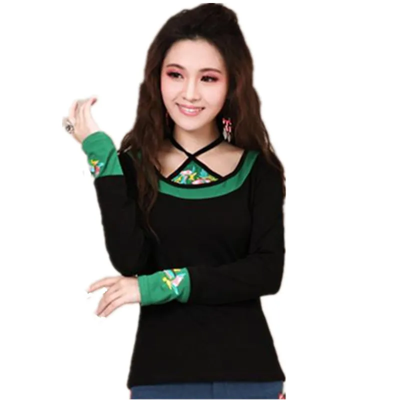 2019 Spring Autumn T Shirt Embroidery Casual Women Vintage Blusa ...