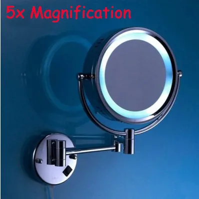 5X-Magnification-Led-mirror-brass-cosmetic-mirror-wall-mounted-bathroom ...