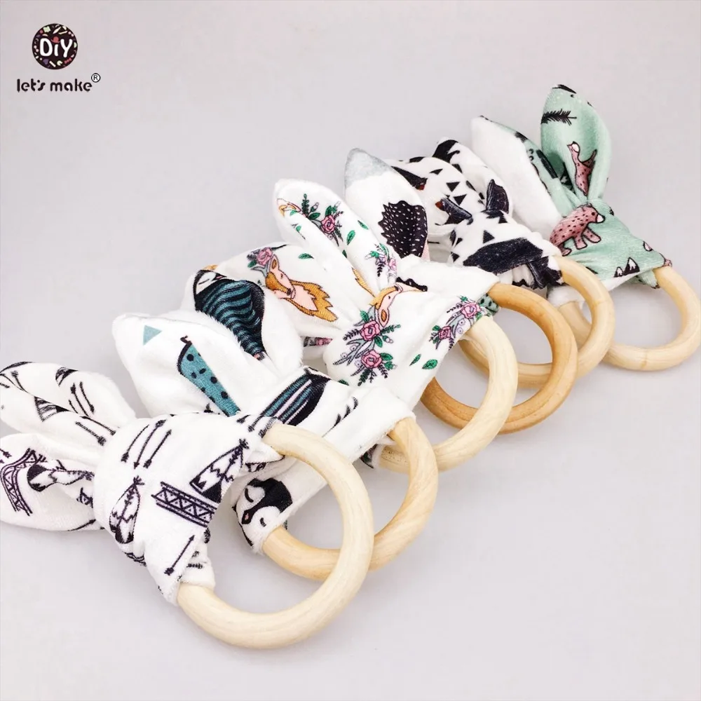 Let's Make Bunny Ear Baby Teether 56mm Ring Bandana 12pc Teething Ring ...