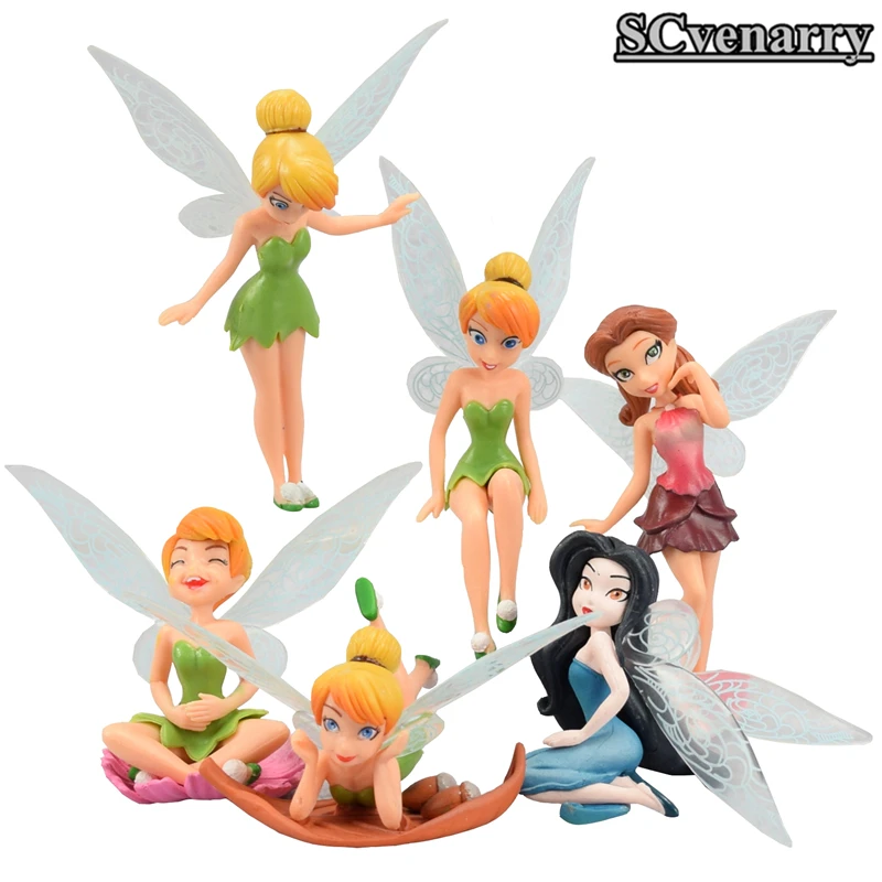 6pcs Lot Tinker Bell Fairy Sexy Cartoon Series Princess Action Figure