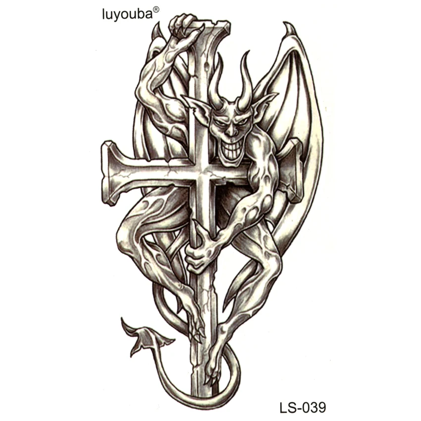 50pcs Devil On The Cross Waterproof Temporary Tattoos Sticker Harajuku ...