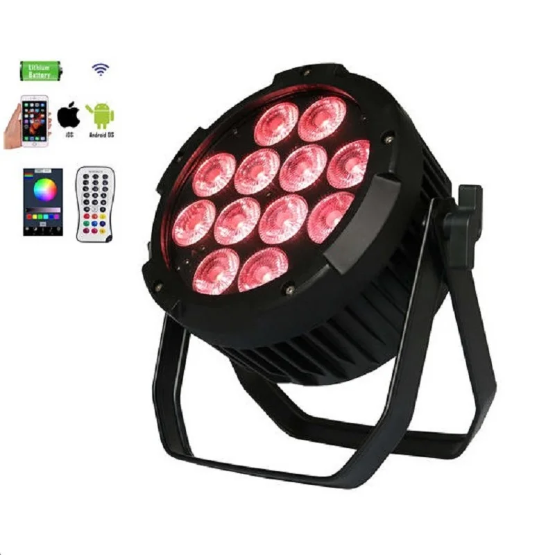 Luz par de disco RGBWA + UV 6 en 1, 12x15W, LED, batería inalámbrica con Control remoto y ...