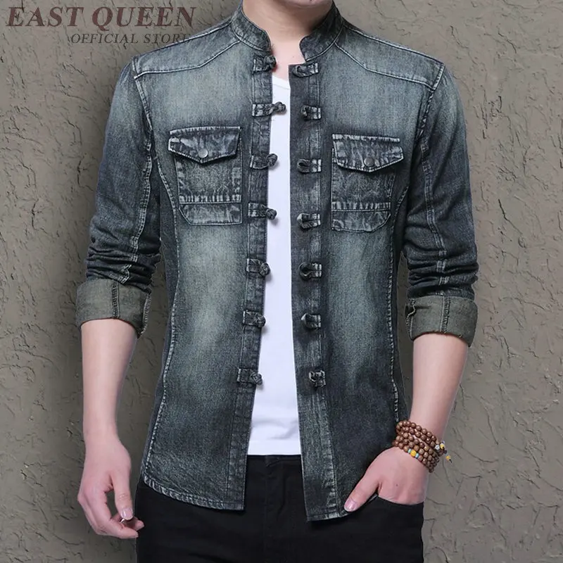 2021 Chinese Style Denim Jacket Men Clothes Jeans Jacket Men Clothing ...