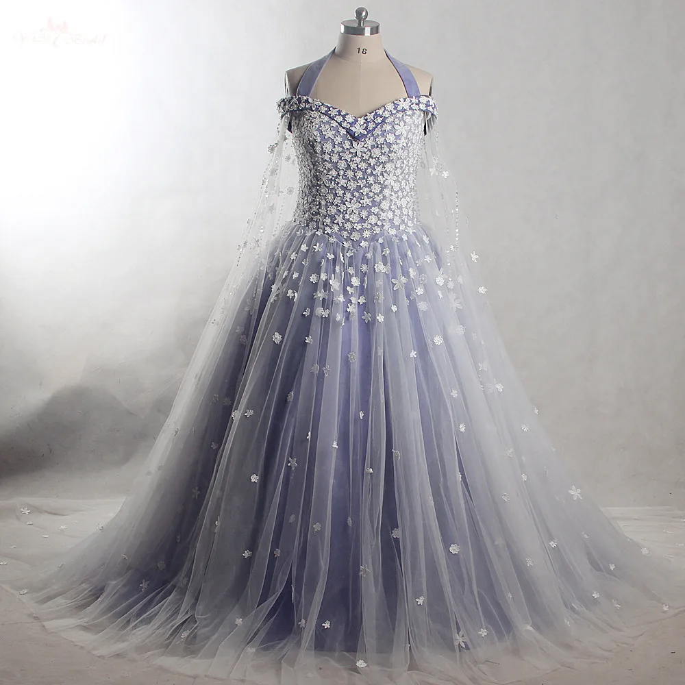 RSE828 Yiaibridal Real Job Lace Up Ivory And Blue Color Halter Neck ...