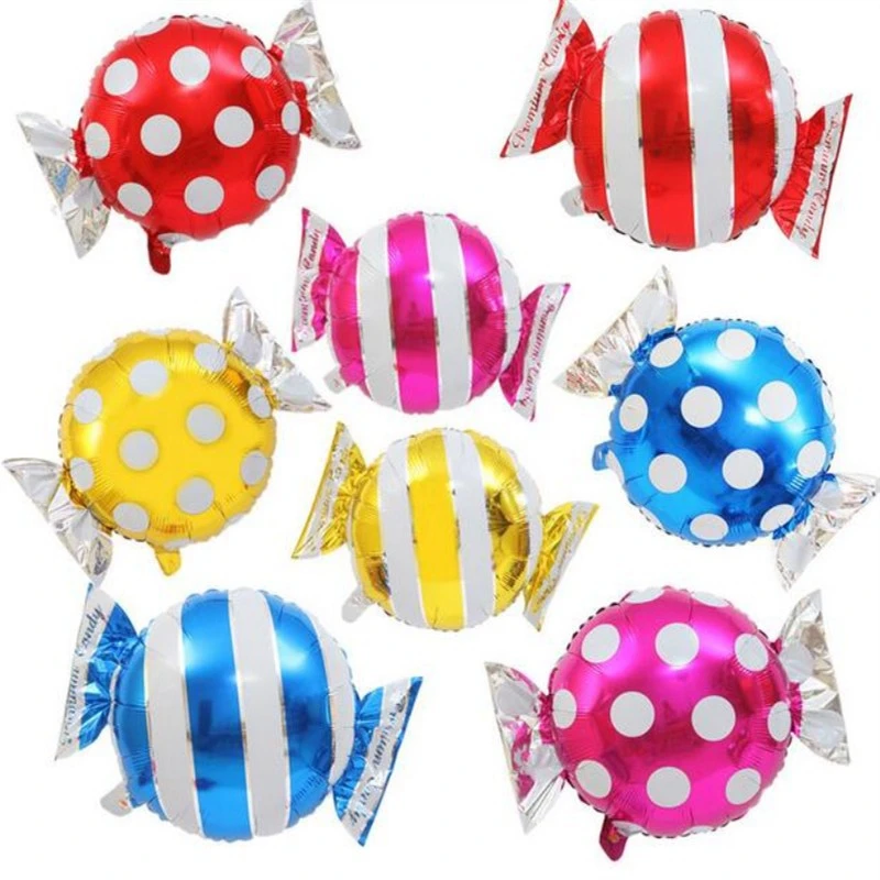 Candy Shape Aluminum Foil Balloons 4 Color Striped Candy Balloon for ...