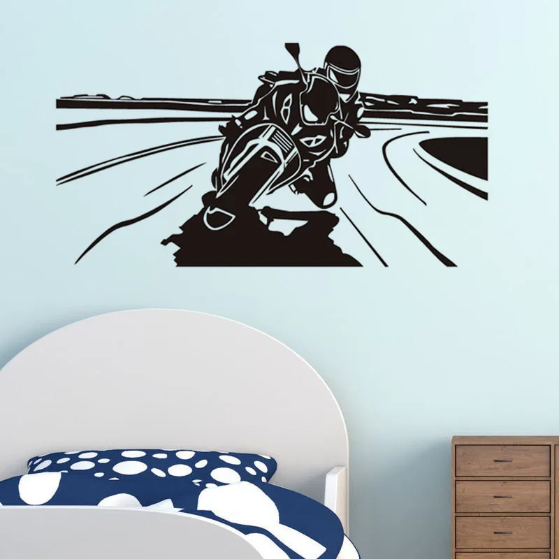 Free Shipping DIY Modern Design Motor Bike Decals Motocross Rider Adhesive Vinyl Art Wall ...