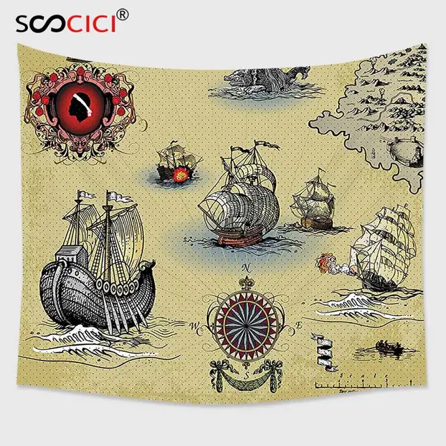 Vintage Compass Rose Fabric