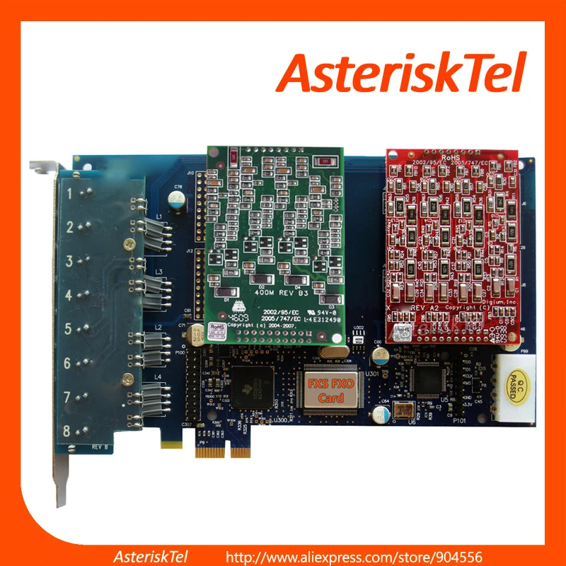 Asterisk FXO FXS VoIP Card PCI E AEX800 ، للاستخدام المكتبي ، نظام PBX ...
