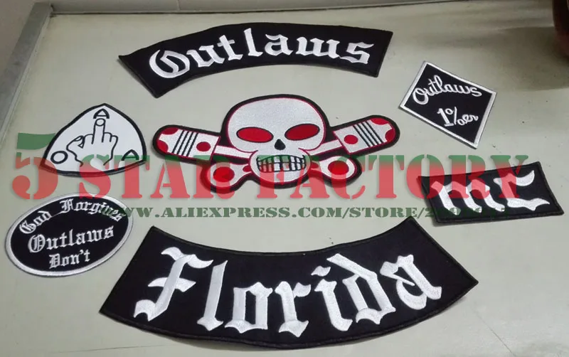 Outlaws Florida Mc Patches Embroidered Iron On Biker Patches For The ...