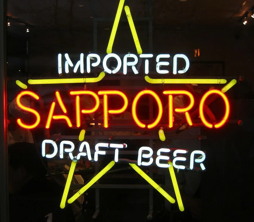 Custom Imported Sapporo Draft Glass Neon Light Sign Beer Bar|Neon Bulbs ...