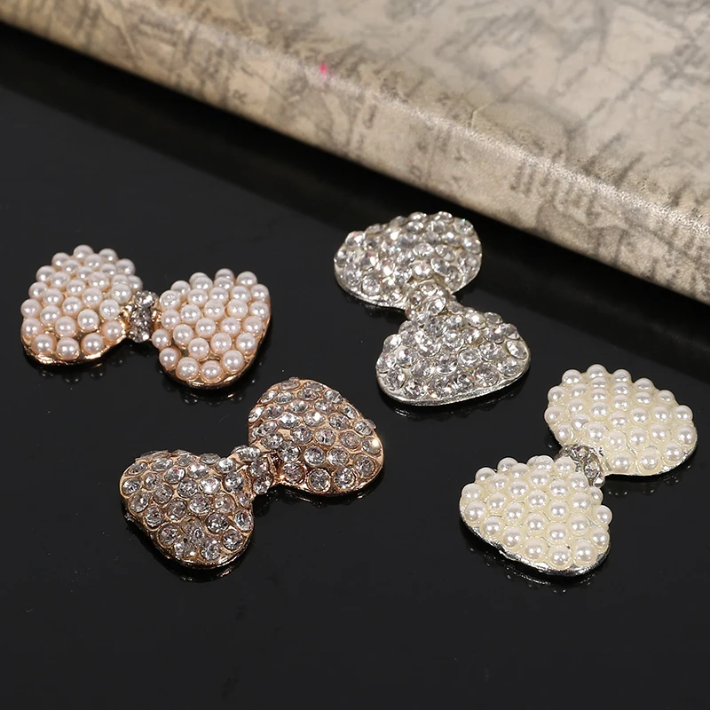 2016New 60Pcs Pearl or Rhinestone Bow Buttons for Wedding Decoration ...
