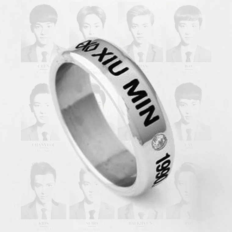 Kpop exo xiumin birthday date titanium steel rings tail ring Infinity 8 ...
