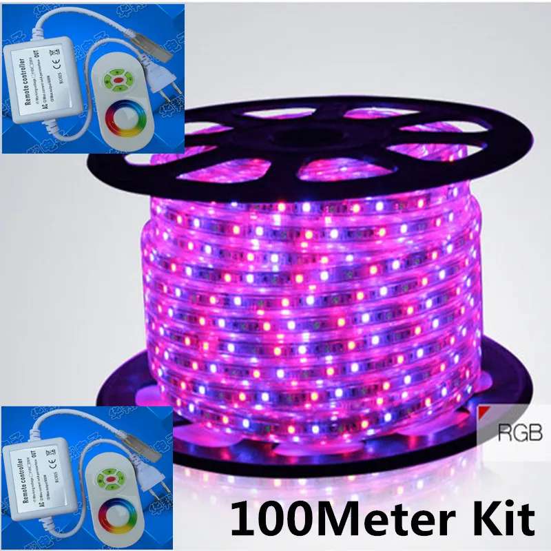 220V 110V LED Strip 5050 50m 100m IP67 Waterproof RGB Warm white Rope ...