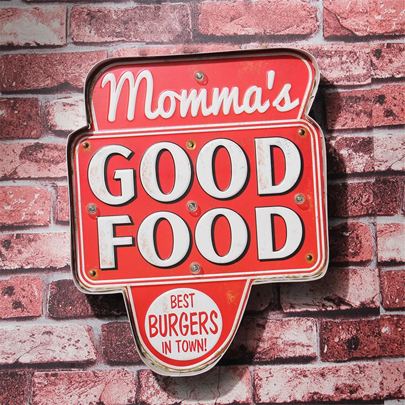 Momma-s-Good-Food-LED-Metal-Sign-Vintage-Home-Decor-Restaurant ...