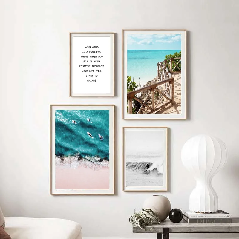 Pink Sand poster Surf Time canvas painting wall art poster and Blue ...