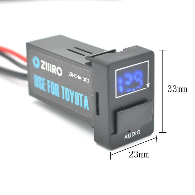 Car Audio Socket USB Port with Voltage Adapter LCD display for TOYOTA ...