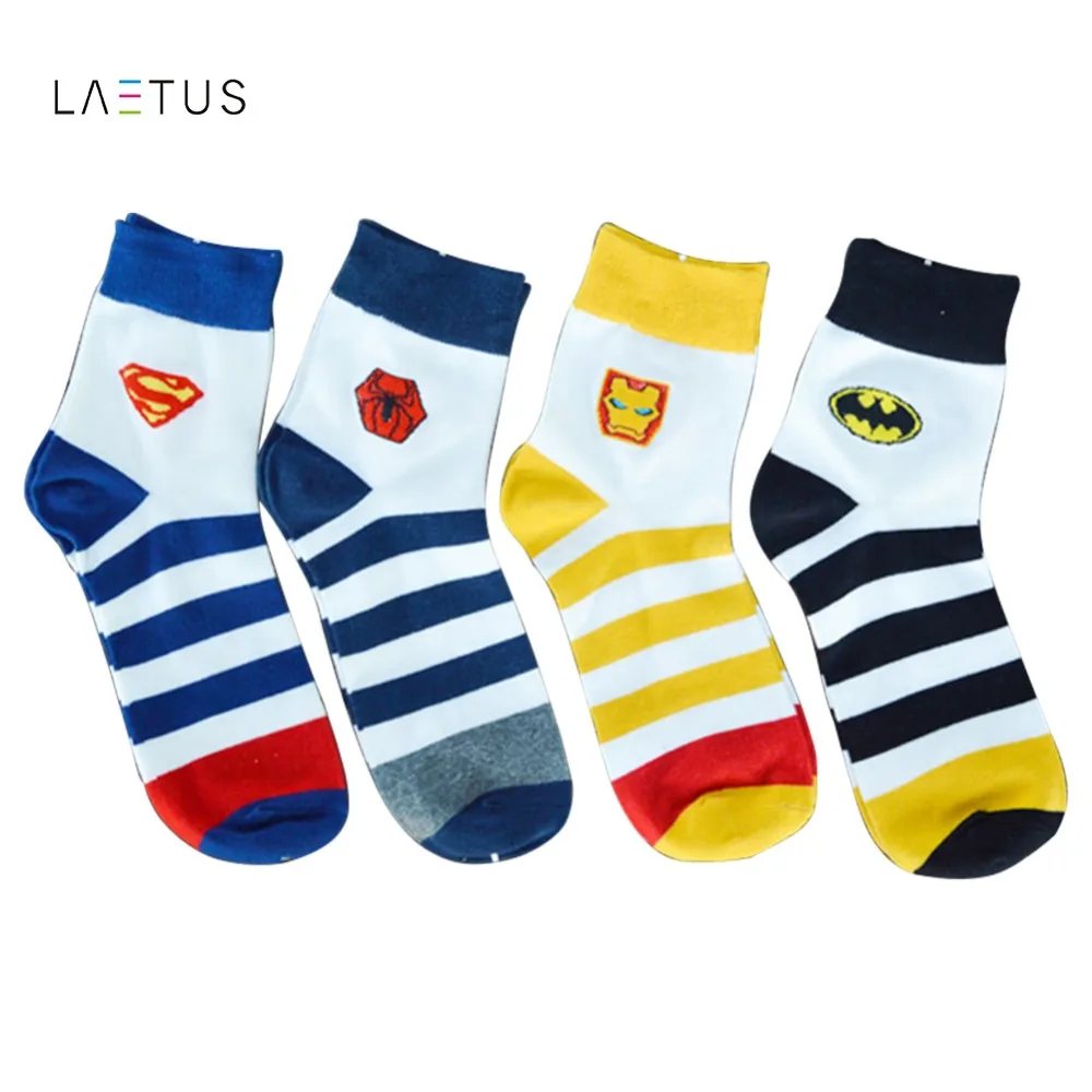 Laetus Summer Mens Boys Harajuku Striped Pattern Cotton Socks Batman ...