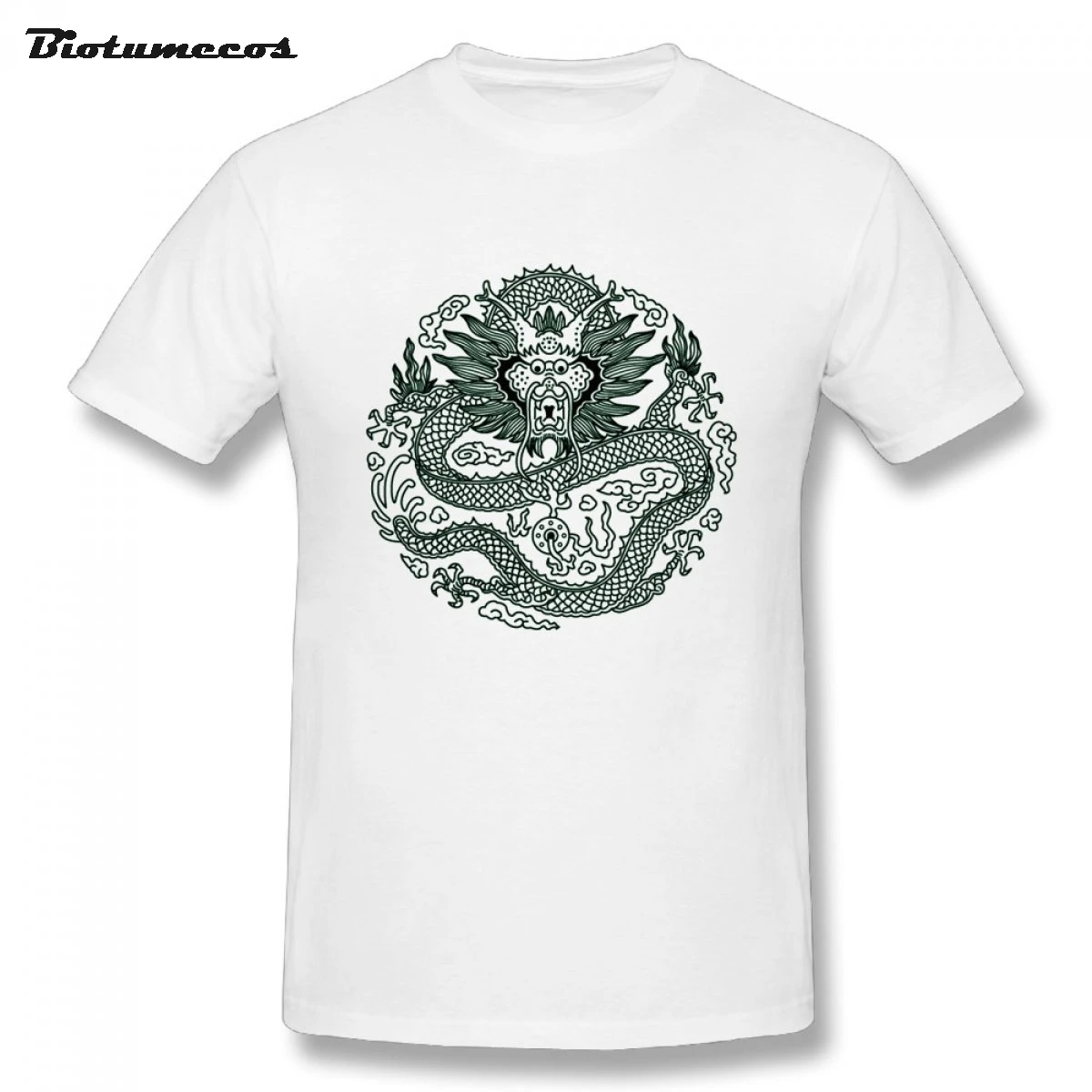 Summer Vintage Chinese Dragon T Shirt Short Sleeve Crewneck 100% Cotton ...