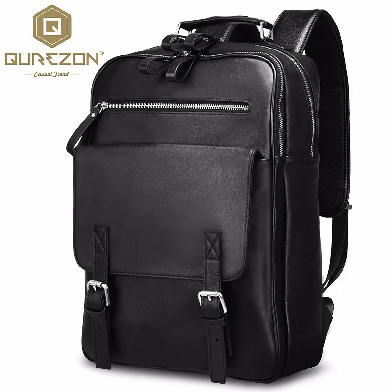 Large Black Leather Laptop Backpack | Paul Smith