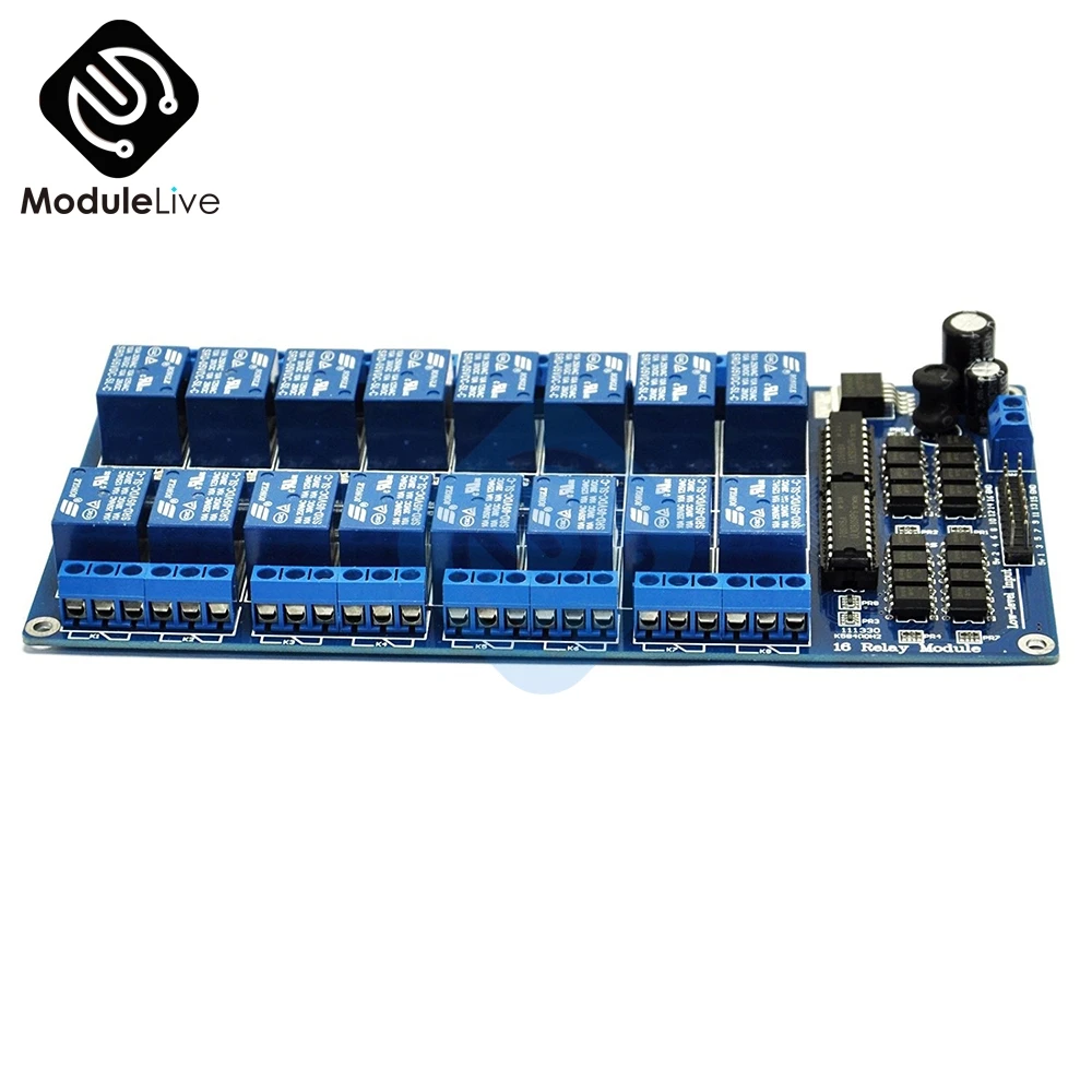 16 Channel 5V Relay Shield Module with optocoupler LM2576 Power supply ...
