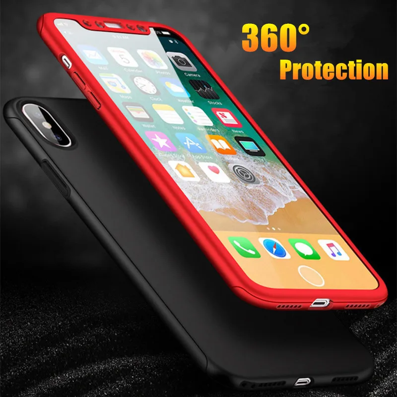 360 Degree Full Cover Case For iPhone X Case Hard PC Matte Case For ...