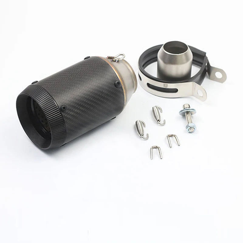 51MM Inlet 160MM Length Motorcycle Exhaust Muffler Pipe Carbon Fiber ...