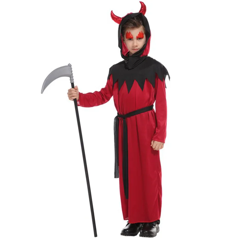 M-XL Boy Fiend Hell Devil Demon Cosplay Children Halloween Azrael Death ...