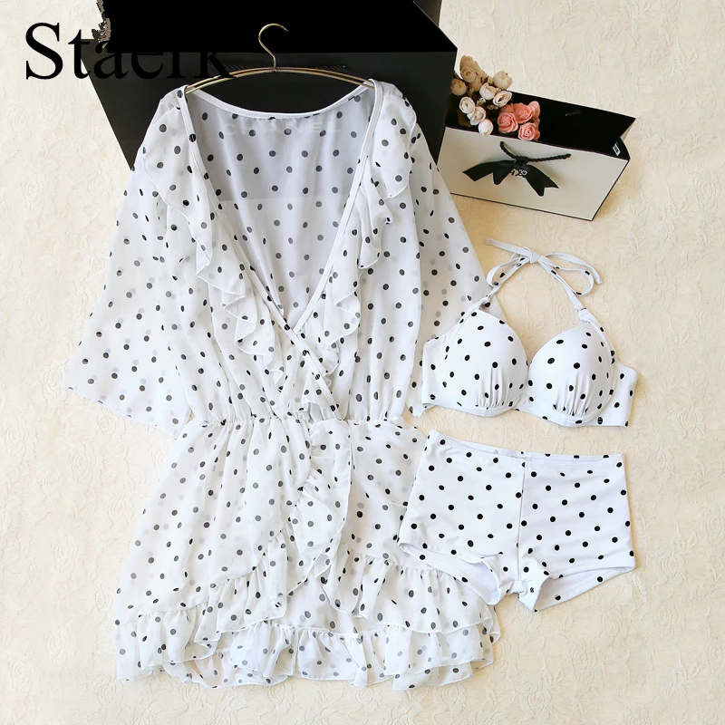 Sexy Chest Bikini White dots 2018 Swimwear Women Swimsuit Bikini Set ...