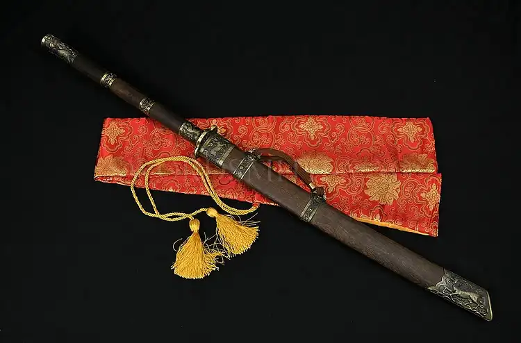 Handmade Qing Dao Chinese Wushu Sword with Damascus Steel Blade and ...