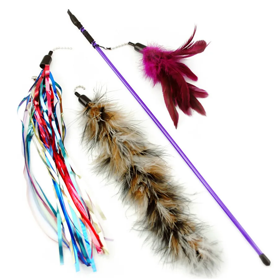 Pet Cat Toy Creative Natural Teaser Feather Interactive Goods For Pet ...