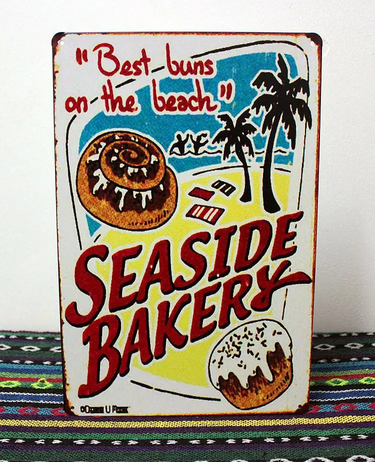 8X12 inch Seaside Bakery Best Buns On The Beach Advertising Vintage ...