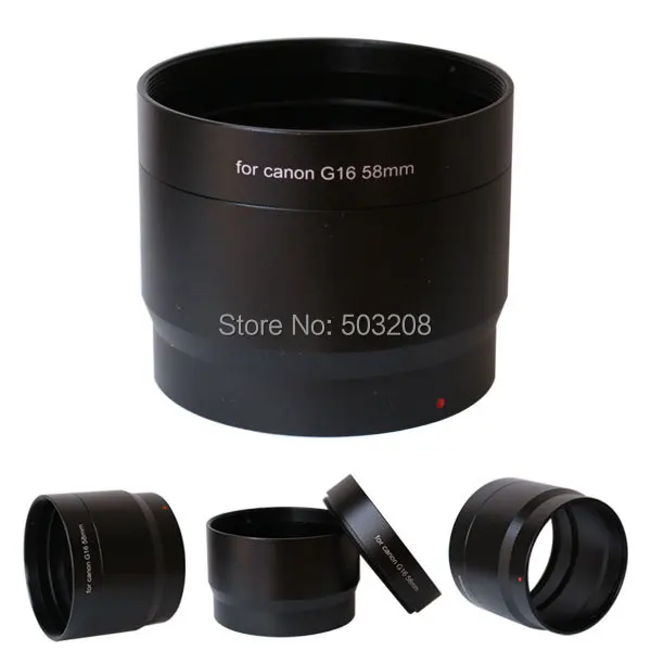 Black Metal 58mm Lens adapter tube for Canon Powershot G16 G15 Camera ...