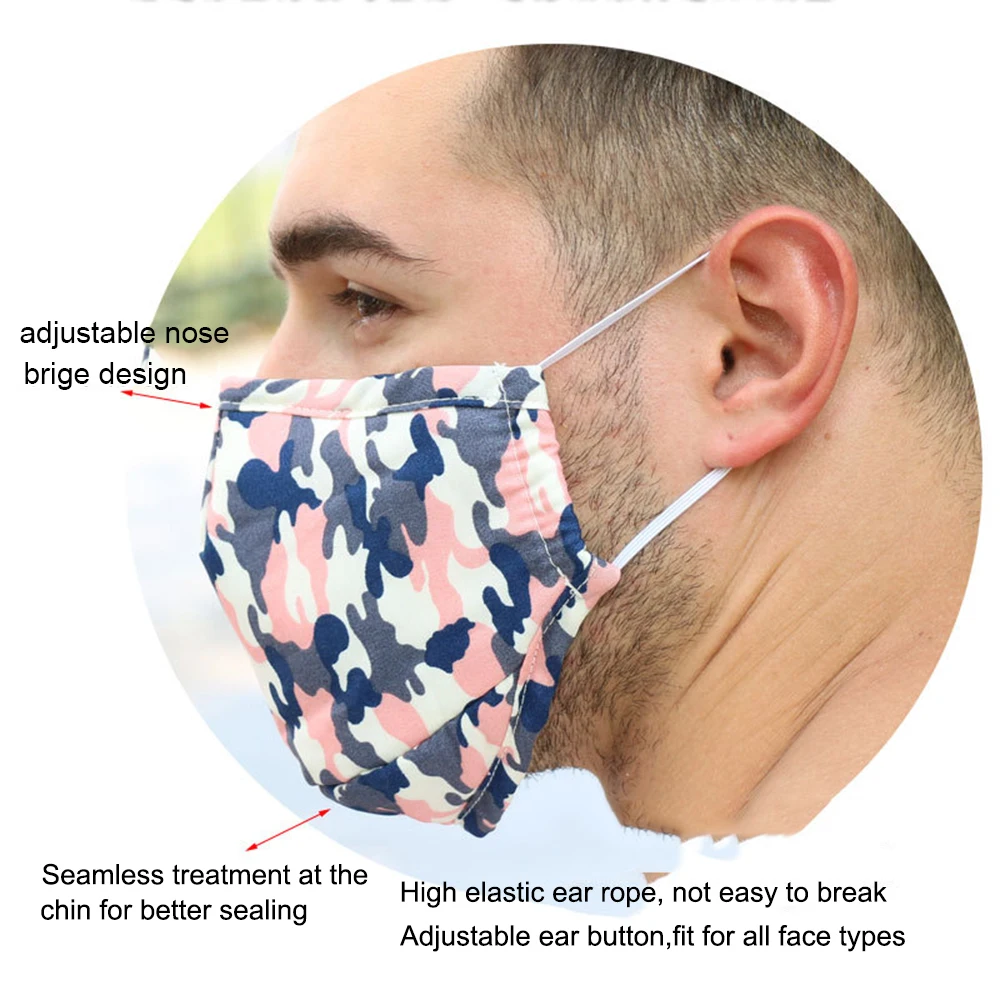 Anti-dust Fog Men Face Mouth Mask Camouflage Printed PM2.5 Fashion ...