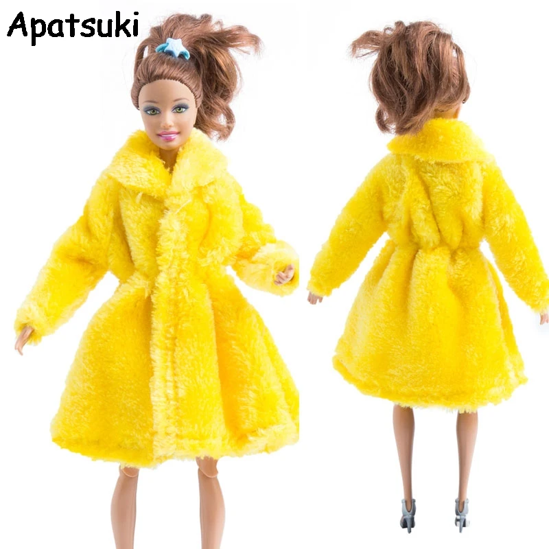 Yellow-Winter-Wear-Fur-Coat-Outfits-For-Barbie-Dolls-Clothing-Doll ...