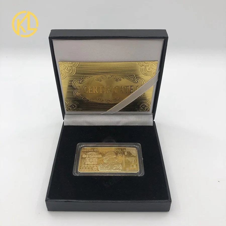 New 1pc Gold Banknotes 100 Trillion Dollars Zimbabwe Gold Bar Replica ...