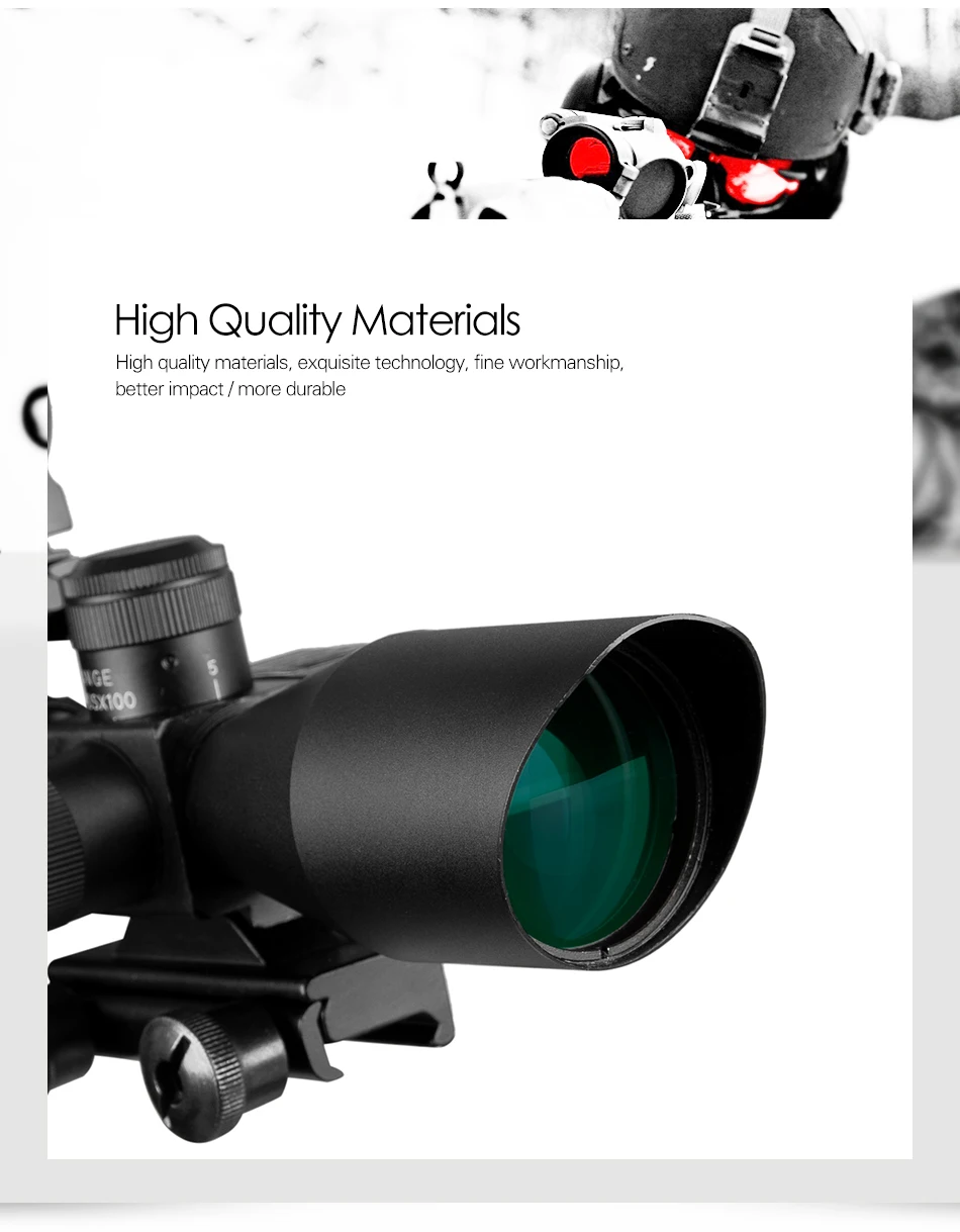 2.5-10x40 Tactical Rifle Scope R Laser Hunting illuminated Airsoft ...