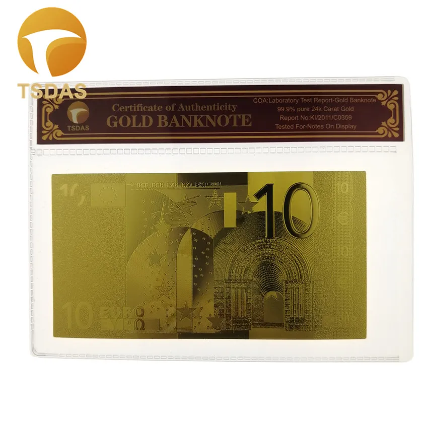 Gold Foil Banknote Value Collection Euro 5 50 Fancy 24k Golden Banknote ...